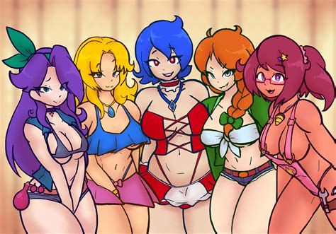 Rule 34 5girls Abigail Stardew Valley Bandages Bangs Belly Button