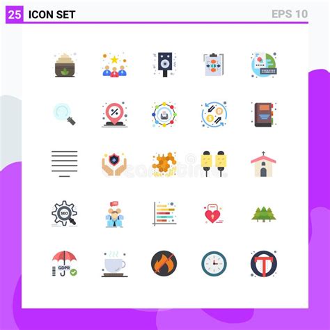 25 Thematic Vector Flat Colors And Editable Symbols Of Workflow Process Celebration Flow