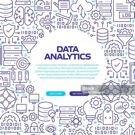 Data Analytics Web Banner With Linear Icons Trendy Linear Style Vector