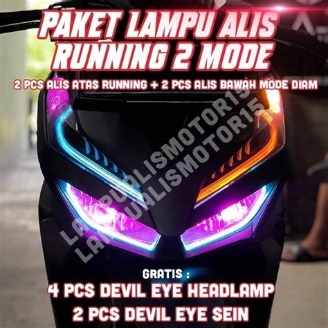 Jual PAKET LAMPU ALIS RUNNING VARIO 125 150 BONUS DEVIL EYES HEADLAMP SEIN LED ALIS RUNING