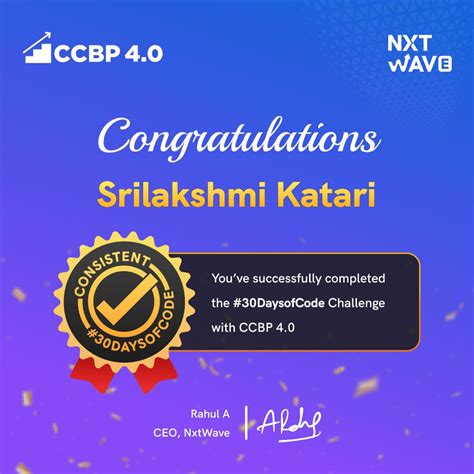 Srilakshmi Katari On Linkedin 30daysofcode Nxtwave Nxtwave 50daysofcode Nxtwave Ccbp