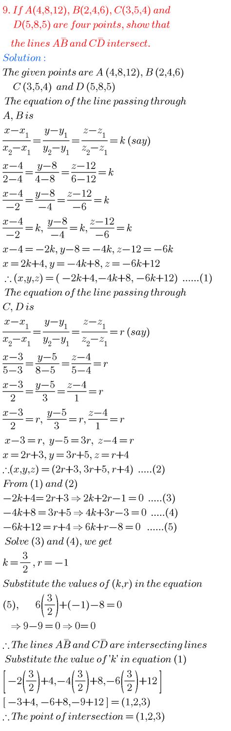 Three Dimensional Coordinates Intermediate First Year 1b Chapter 5 Problems With Solutions