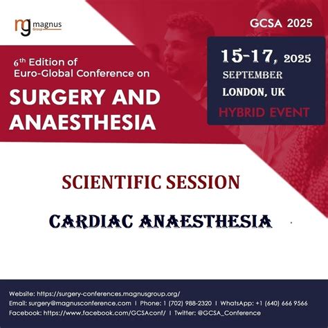 6th Edition Of Global Conference On Surgery And Anaesthesia Advancing Excellence In Cardiac