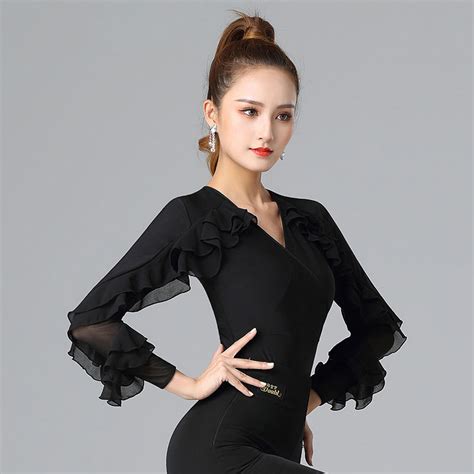 Ballroom Latin Dance Bodysuits For Women Dance Top Black Modern Dance