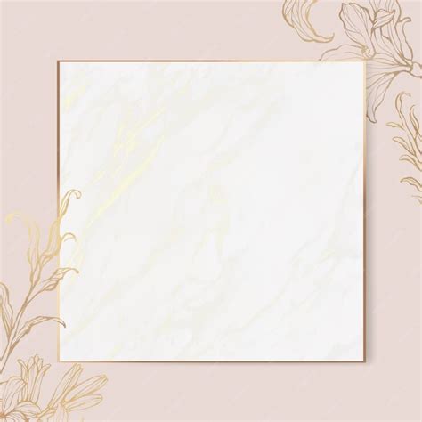 대리석 바탕에 골드 꽃 프레임 무료 벡터