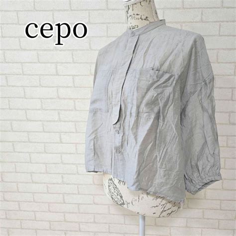 T0088 セポ Cepo シアーシャツ ブラウス グレー 七分袖 リネン混 M メルカリ
