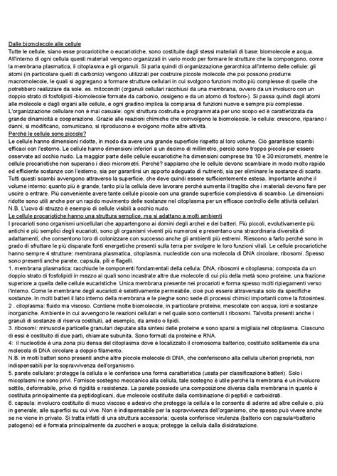 Dalle Biomolecole Alle Cellule Appunti Di Biologia Docsity