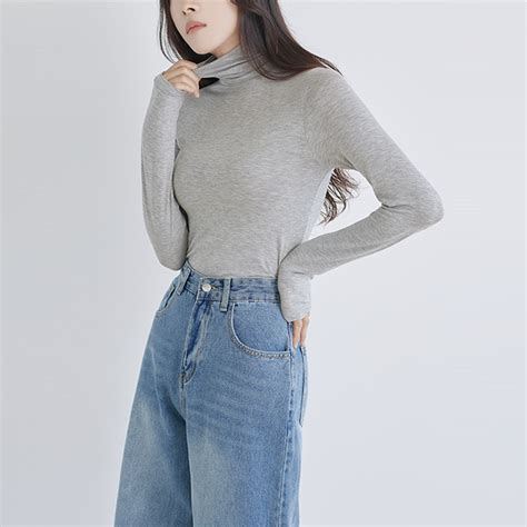 11할인 소프트 슬림 스판 베이직 이너 목 폴라 티셔츠 Tj06b0 티쭉티무지긴팔레이온부드러운쫀쫀기본블랙화이트핑크베이지브라운챠콜봄가을겨울룩