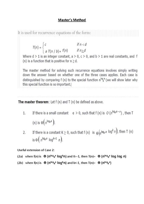 Masters Method Unit 1 Design Analysis Of Algorithm Masters