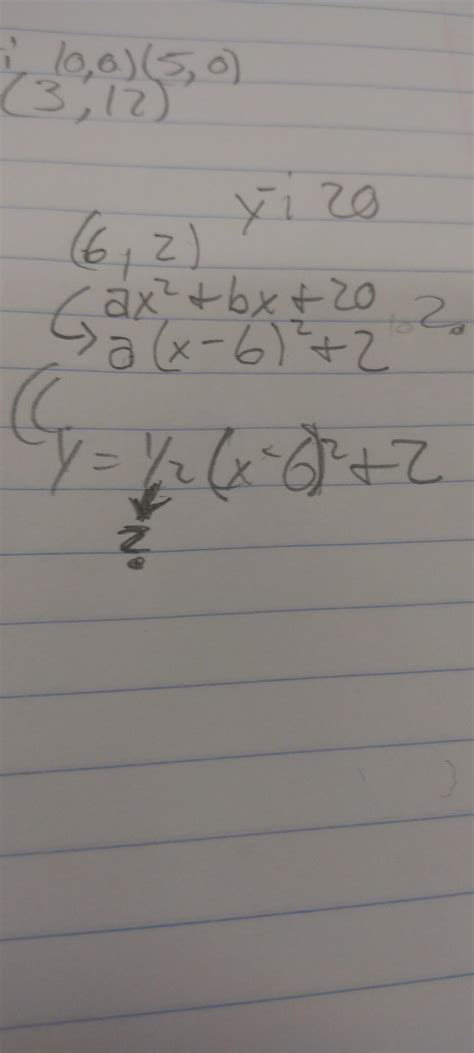 [grade 11 Vertex Form] I Got The Vertex And Y But I Dont Understand How Im Supposed To Find A