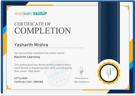 Completed Machine Learning Course At Simplilearn Yasharth Mishra