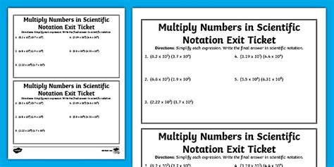 Eighth Grade Multiply Numbers In Scientific Notation Exit Ticket