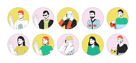 백인 청년 성인 2d 선형 벡터 아바타 일러스트 세트 2차 도형에 대한 스톡 벡터 아트 및 기타 이미지 2차 도형 개체 그룹 그래픽 사용자 인터페이스 Istock