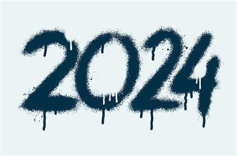 그래피티 번호 2024 스프레이 페인트 도트 파란색 스플래터 드립 그런 지 아트 서클 텍스처 낙서 프리미엄 벡터