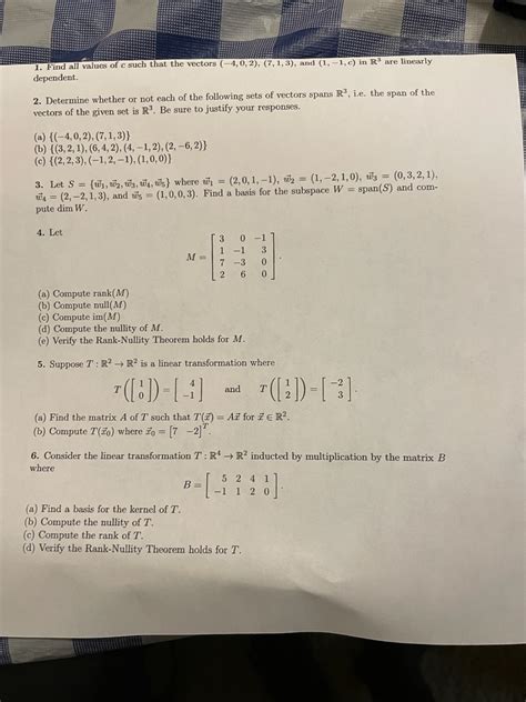 Solved Find All Values Of C Such That The Vectors Chegg