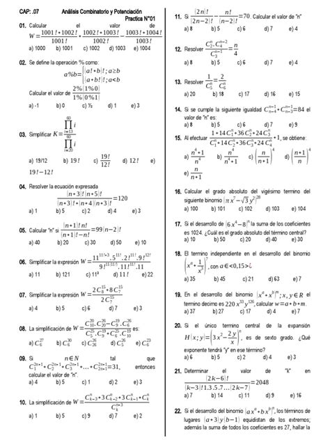Cap 07 Analisis Combinatorio Pdf Matemáticas Combinatoria