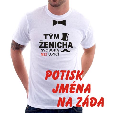 Tým ženicha S Potiskem Jména Na Zádech Tričko Na Rozlučku