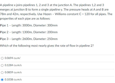 Solved A Pipeline X Joins Pipelines 1 2 And 3 At The