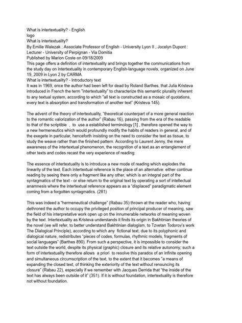 What Is Intertextuality Pdf Intertextuality Writing