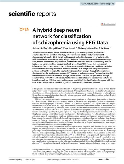 Pdf A Hybrid Deep Neural Network For Classification Of Schizophrenia