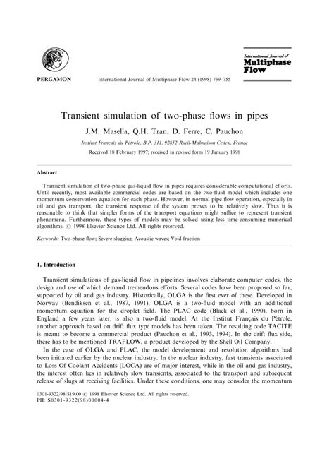 [pdf] Transient Simulation Of Two Phase Flows In Pipes Simulation Transitoire Des écoulements