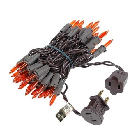 50 Light Amber Christmas Mini Light Set Brown Wire 11 Long 1 Each