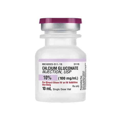 CALCIUM GLUCONATE INJECTION USP 10 1 000 Mg Per 10mL 100mg ML 10mL
