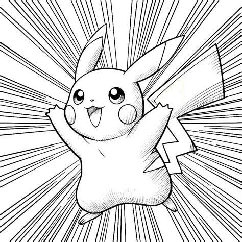 Pikachu Jumping With Colors Radiating ⚡🌈 Coloring Page