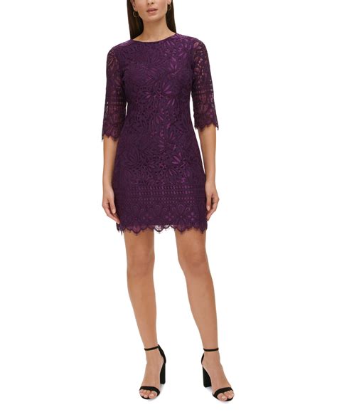 Kensie Lace Sheath Dress In Eggplant Modesens