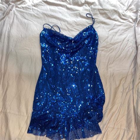 Blue Sequin Lucy In The Sky Mini Dress Fits Depop