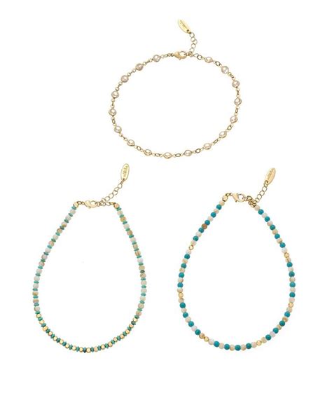 Ettika Turquoise And Imitation Pearl Anklet Set Macys