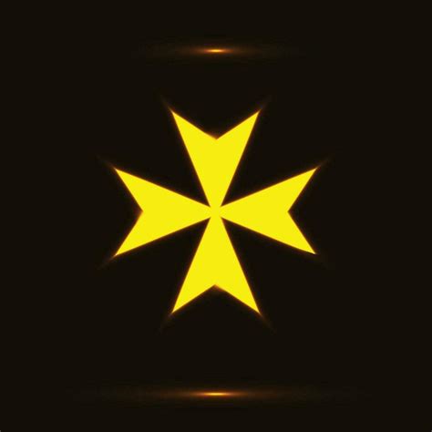 Golden Maltese Cross Symbol Over Black Background Hospitaller Knights