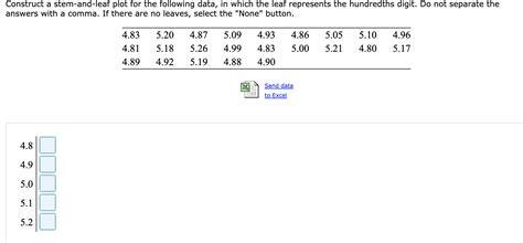 Solved Construct A Stem And Leaf Plot For The Following