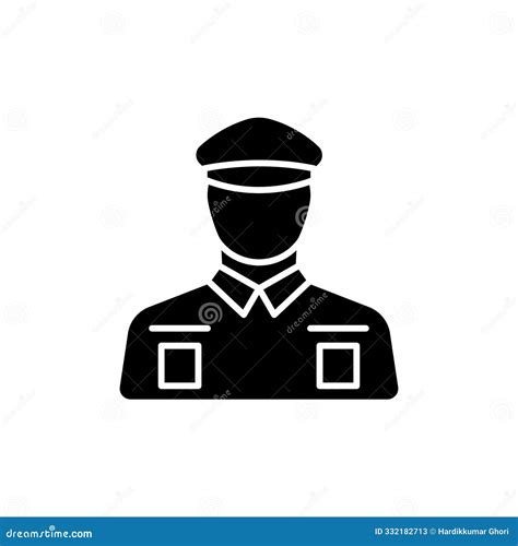 Policeman Icon In Monochrome Style Isolated On White Background People Of Different Profession