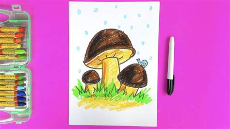 Урок рисования для детей Как нарисовать Грибы Youtube