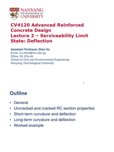 Lecture 2 Serviceability Limit State Deflection Zhao Ou Pdf Creep Deformation Bending