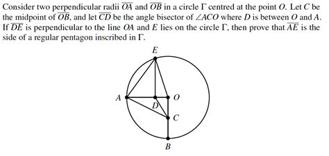 Solved Consider Two Perpendicular Radii OA Bar And OB Bar In Chegg Com