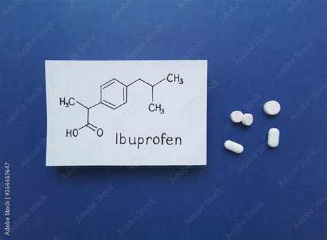 Structural Chemical Formula Of Ibuprofen Molecule With Ibuprofen