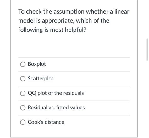 Solved To Check The Assumption Whether A Linear Model Is