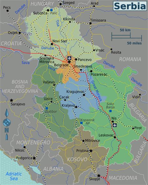 Large Regions Map Of Serbia Serbia Large Regions Map