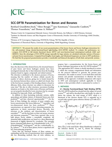PDF SCC DFTB Parametrization For Boron And Boranes