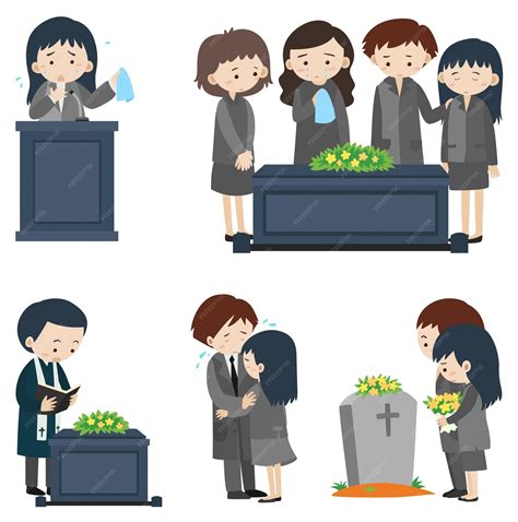Premium Vector Different Scenes At Funeral