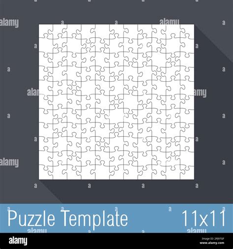 Square Jigsaw Puzzle Template 11x11 Pieces Vector Eps10 Illustration