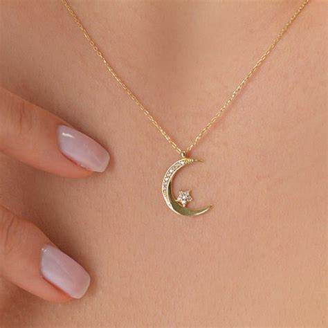 Moon Star Necklace Etsy