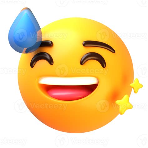Smiling Face With Sweat 3d Emoji Icon 29167647 Png
