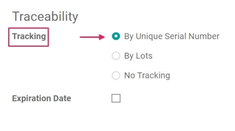 use serial numbers to track products — odoo 17 0 說明文件