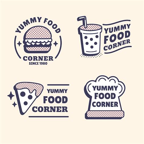 Conjunto de diseño de logotipo retro dibujado a mano Vector Premium