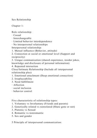 Sex Relationshipchapter Role Relationship Casual Docx