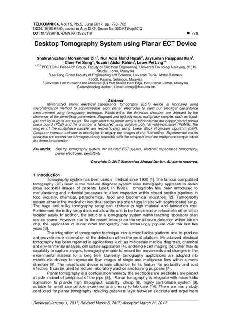 Pdf Desktop Tomography System Using Planar Ect Device