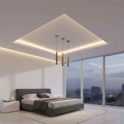 Modern Gypsum False Ceiling Design With Three Cylindrical Pendant
